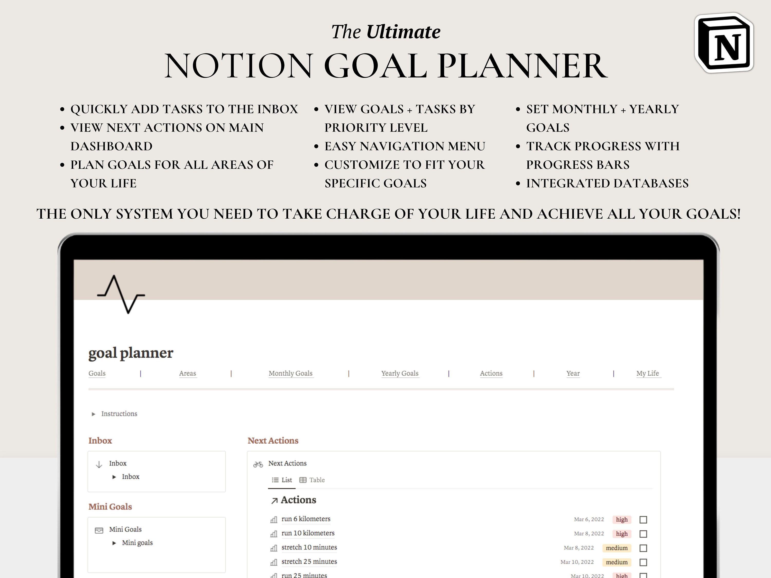 Notion Goal Planner Template Notion 2023 Goal Planner Digital Goal ...