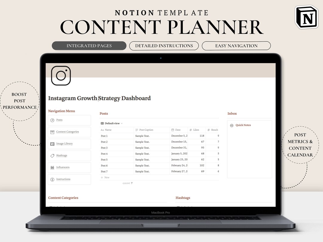 Notion Template Instagram Content Planner | Notion Social Media Planner ...