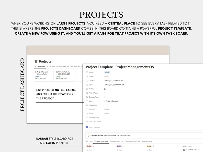 Notion Project Management OS Notion Project Planner Task - Etsy