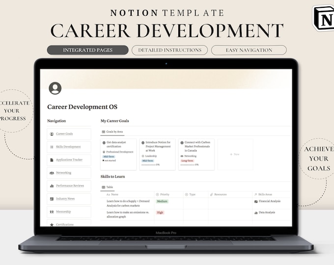 Notion Template Career Planner, Job Tracker, Notion Career Dashboard, Notion Skill Development ...