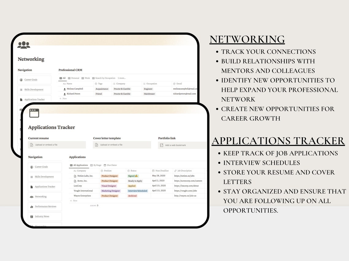 Notion Template Career Planner | Career Development | Job Application ...