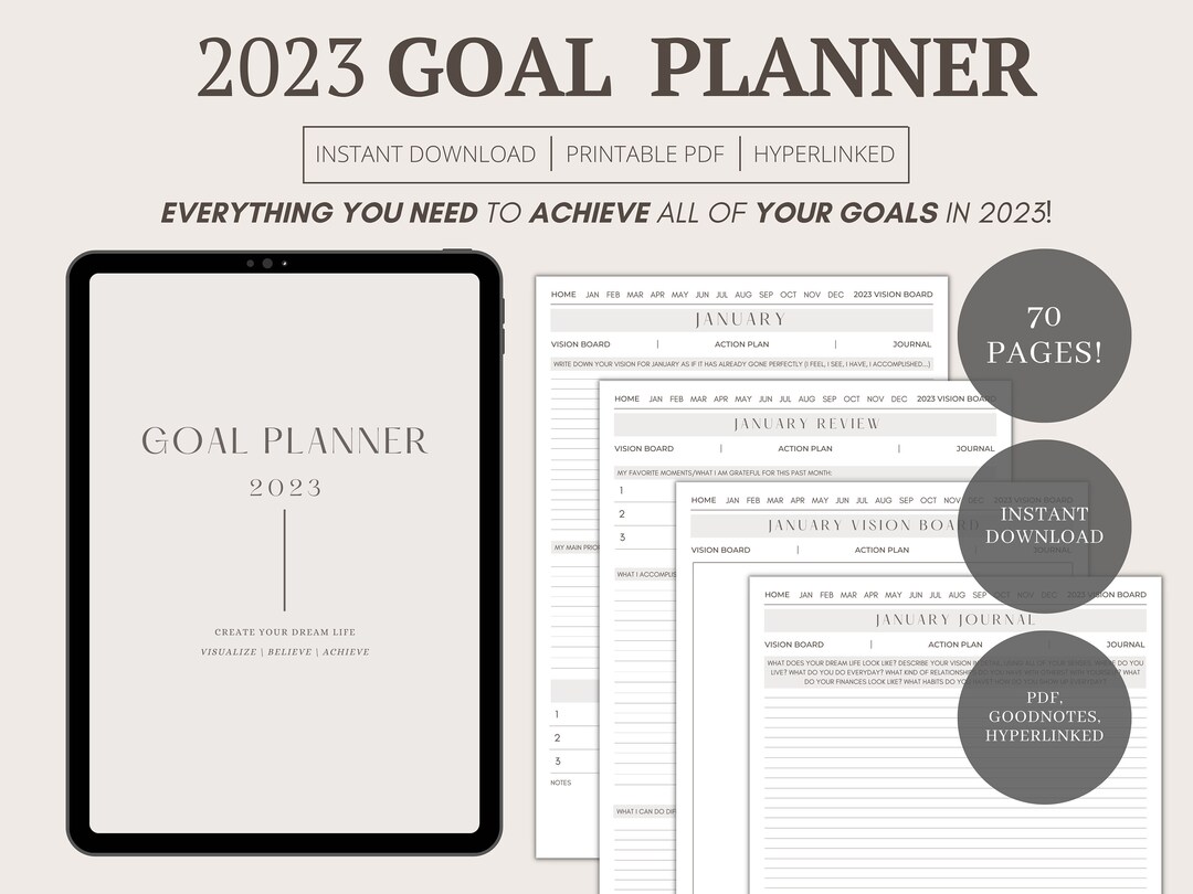 Digital Goal Planner | Goodnotes Goal Tracker and Goal Planning | 2023 ...