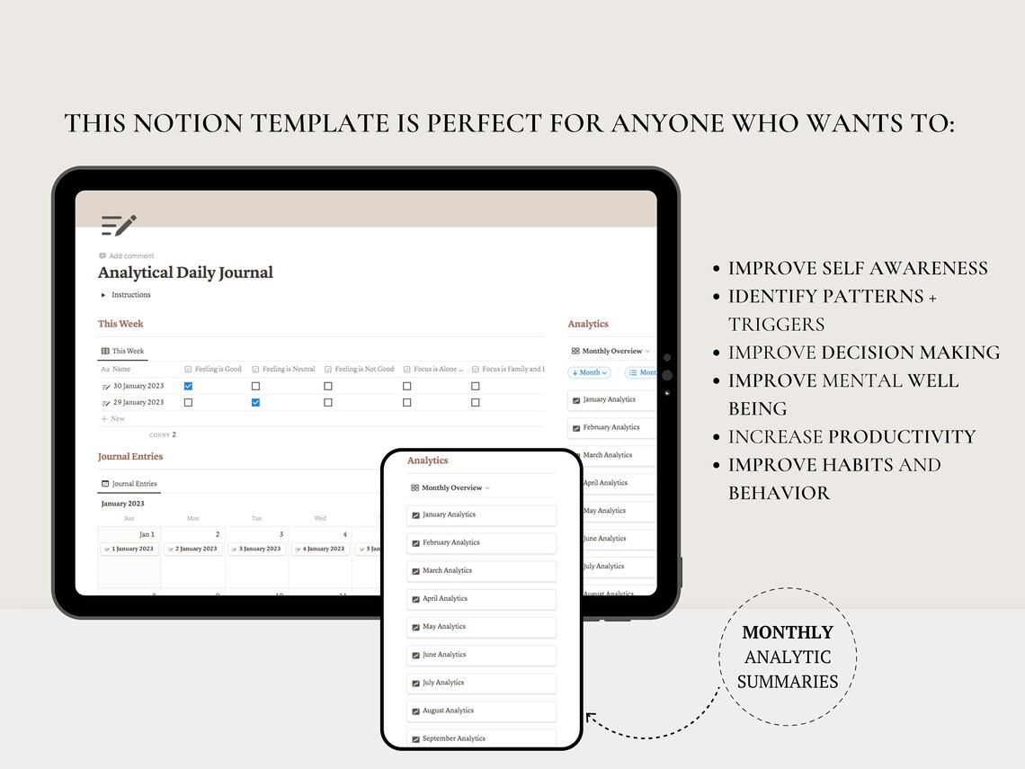 Notion Daily Journal Notion Habit Tracker Notion Mood Tracker, Sleep Tracker, Routine Planner ...