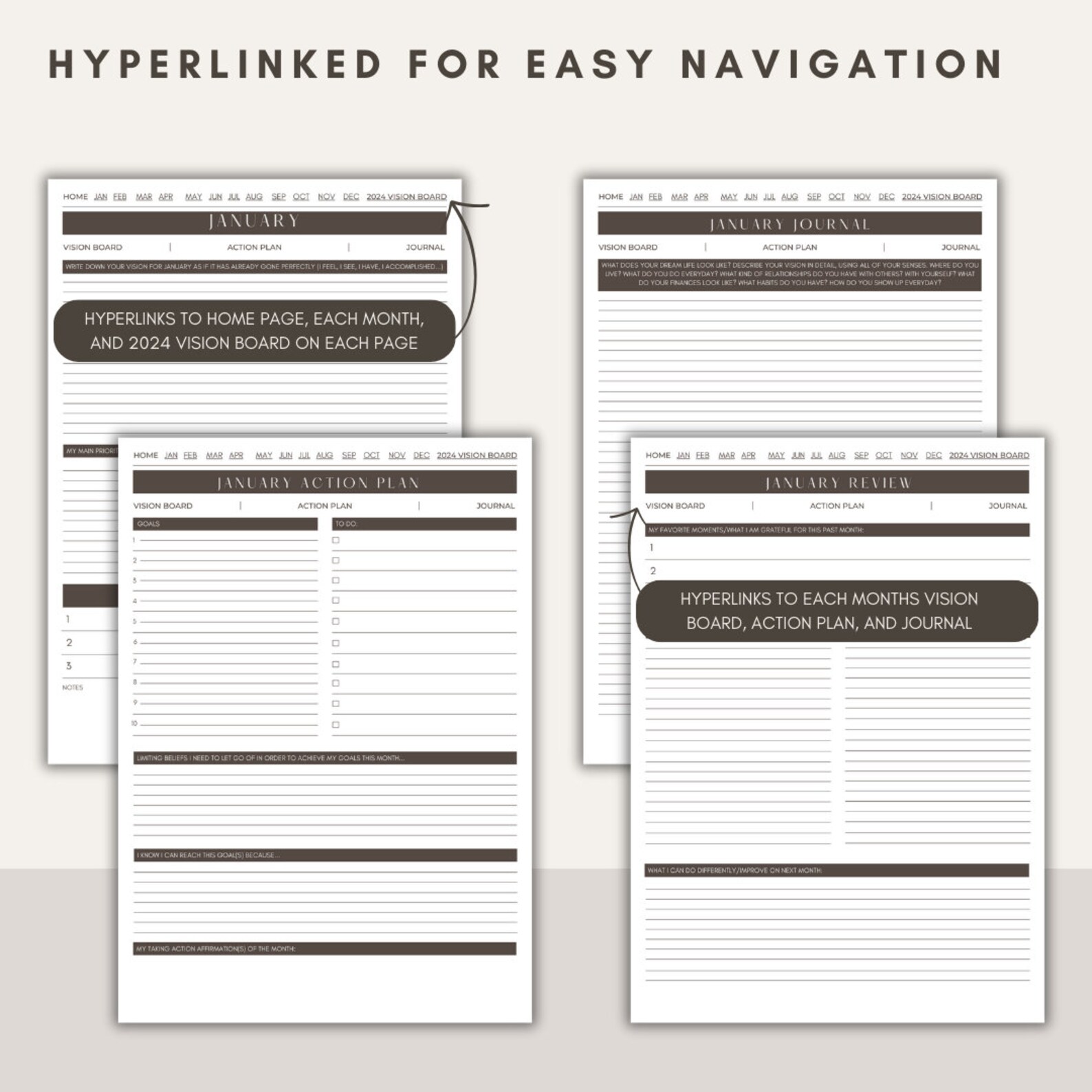 2024 Digital Goal Planner for Goodnotes - Daily Productivity & Personal ...