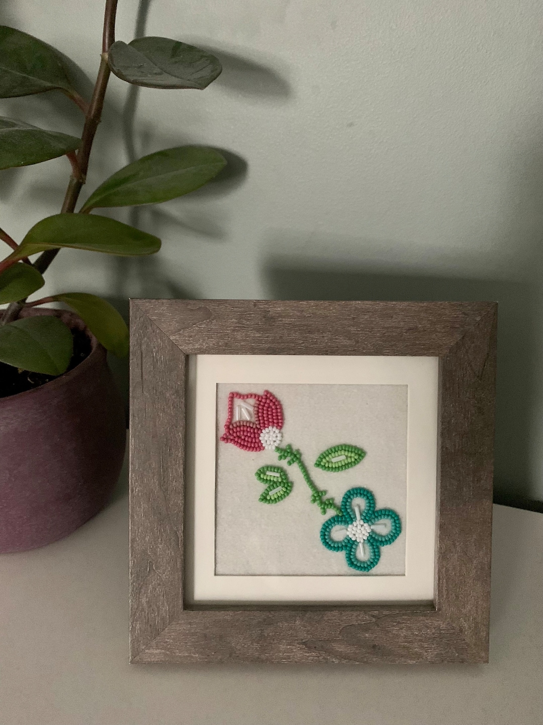 Metis Flower Beadwork, Indigenous Beadwork, Embroidered, Framed ...