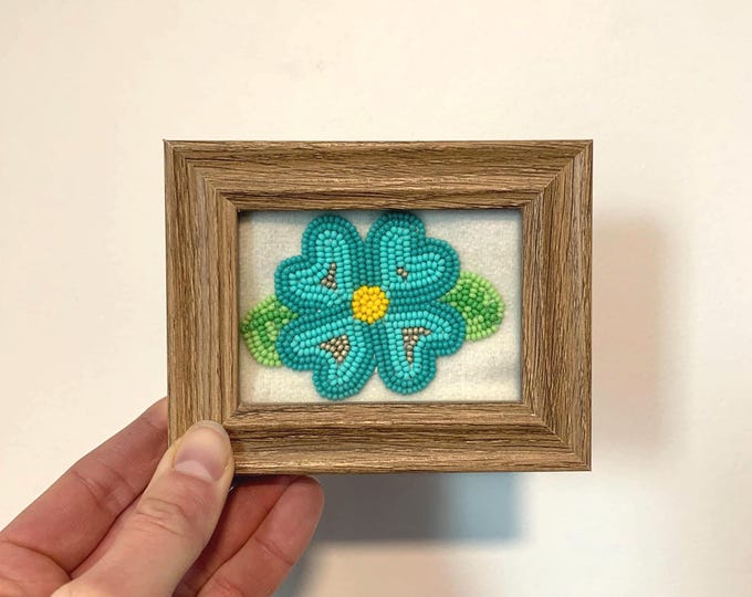 Metis Flower Beadwork, Indigenous Beadwork, Simple, Blue and Green ...