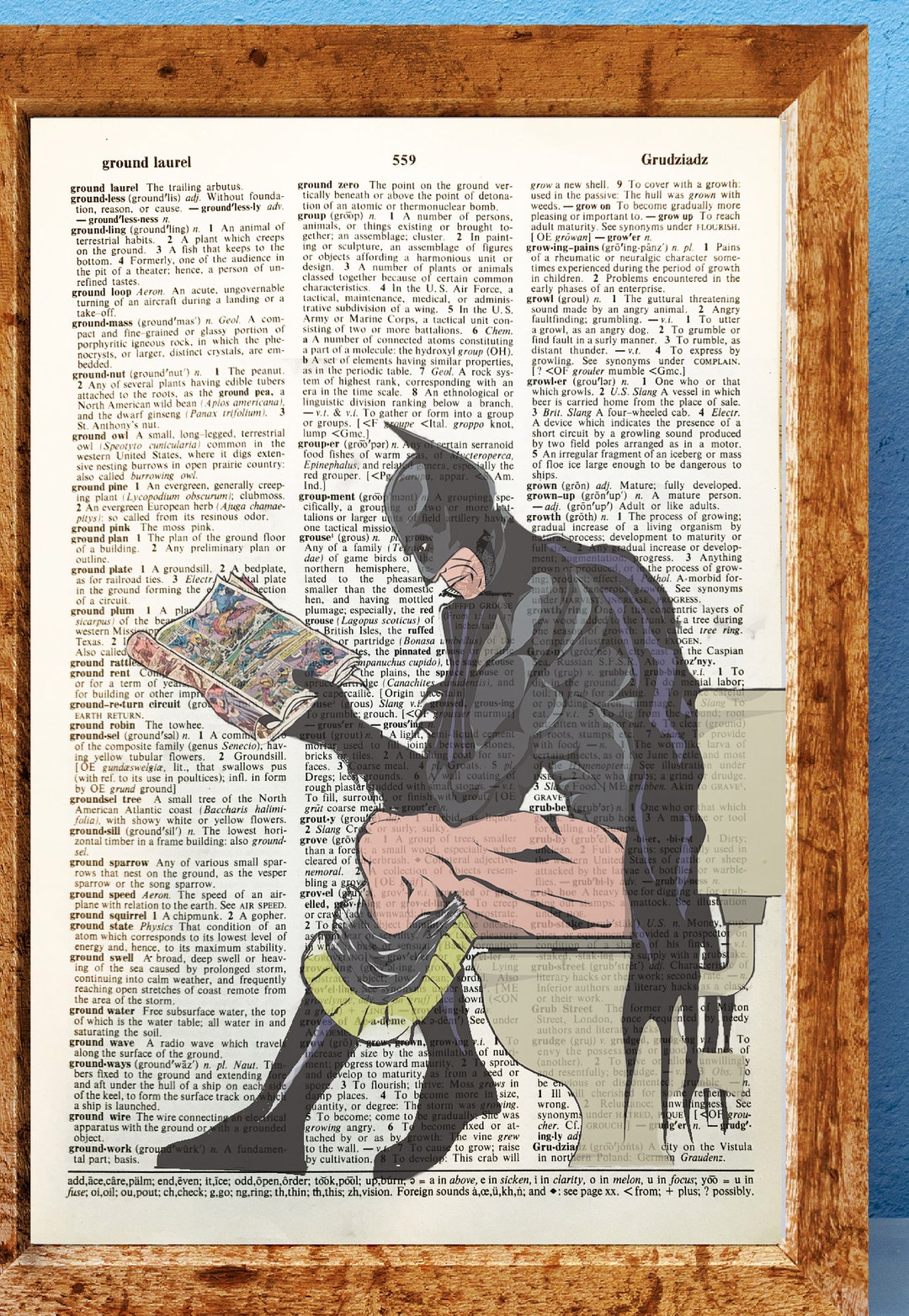 Batman on the Toilet-superhero-hero Dictionary Art.dictionary - Etsy