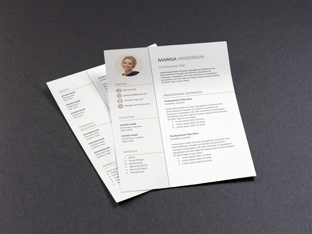Resume Template With Photo, Professional Resume Template and CV for ...