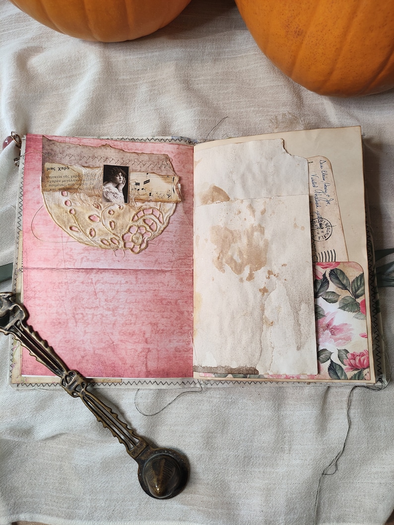 Vintage Romantic Junk Journal Vintage Aesthetic Handmade Notebook ...