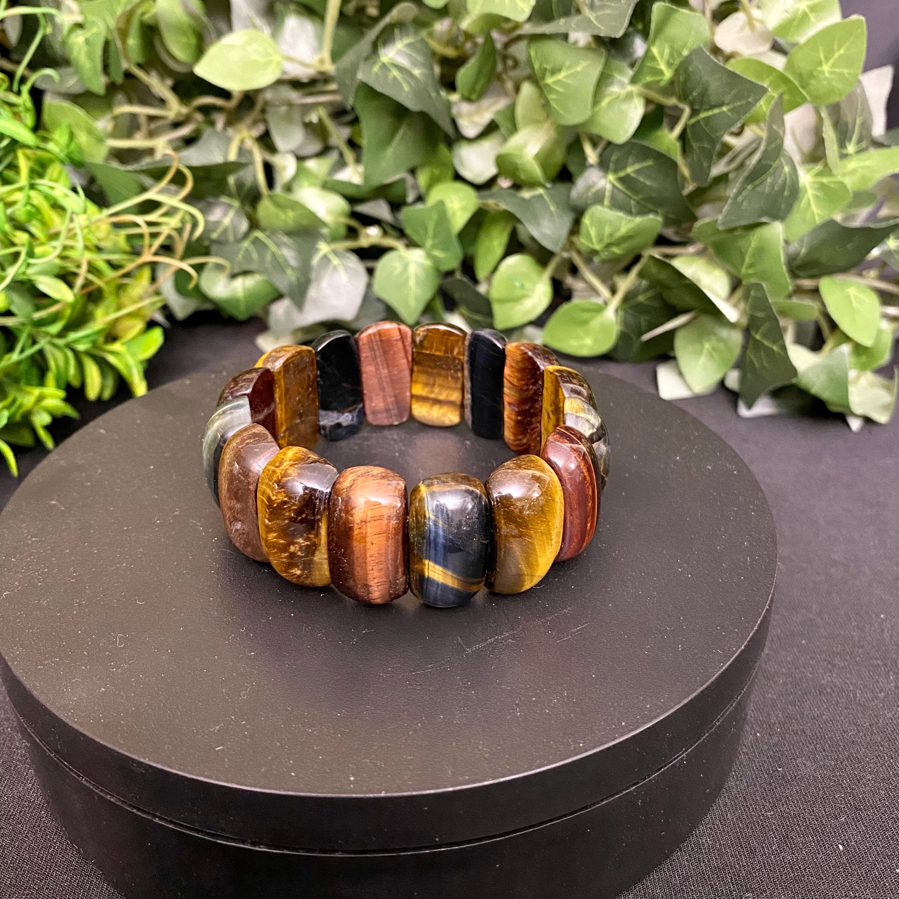 Red Blue and Yellow Tiger Eye Bangle - Etsy