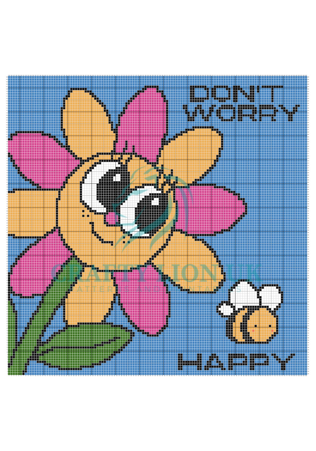 Bee Happy Flower C2C Crochet and Cross Stitch Pattern Afghan - Etsy