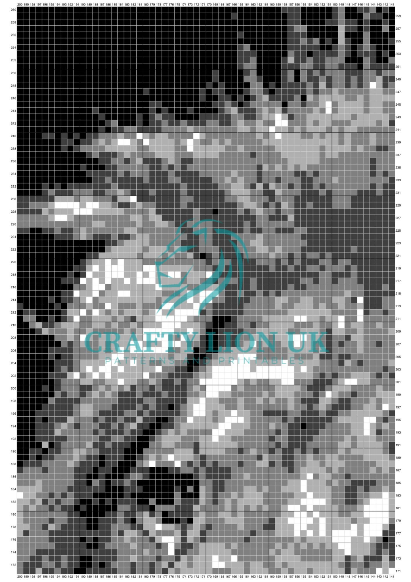 Lion Graphghan Crochet and Cross Stitch Pattern Afghan Graphghan Pixel ...