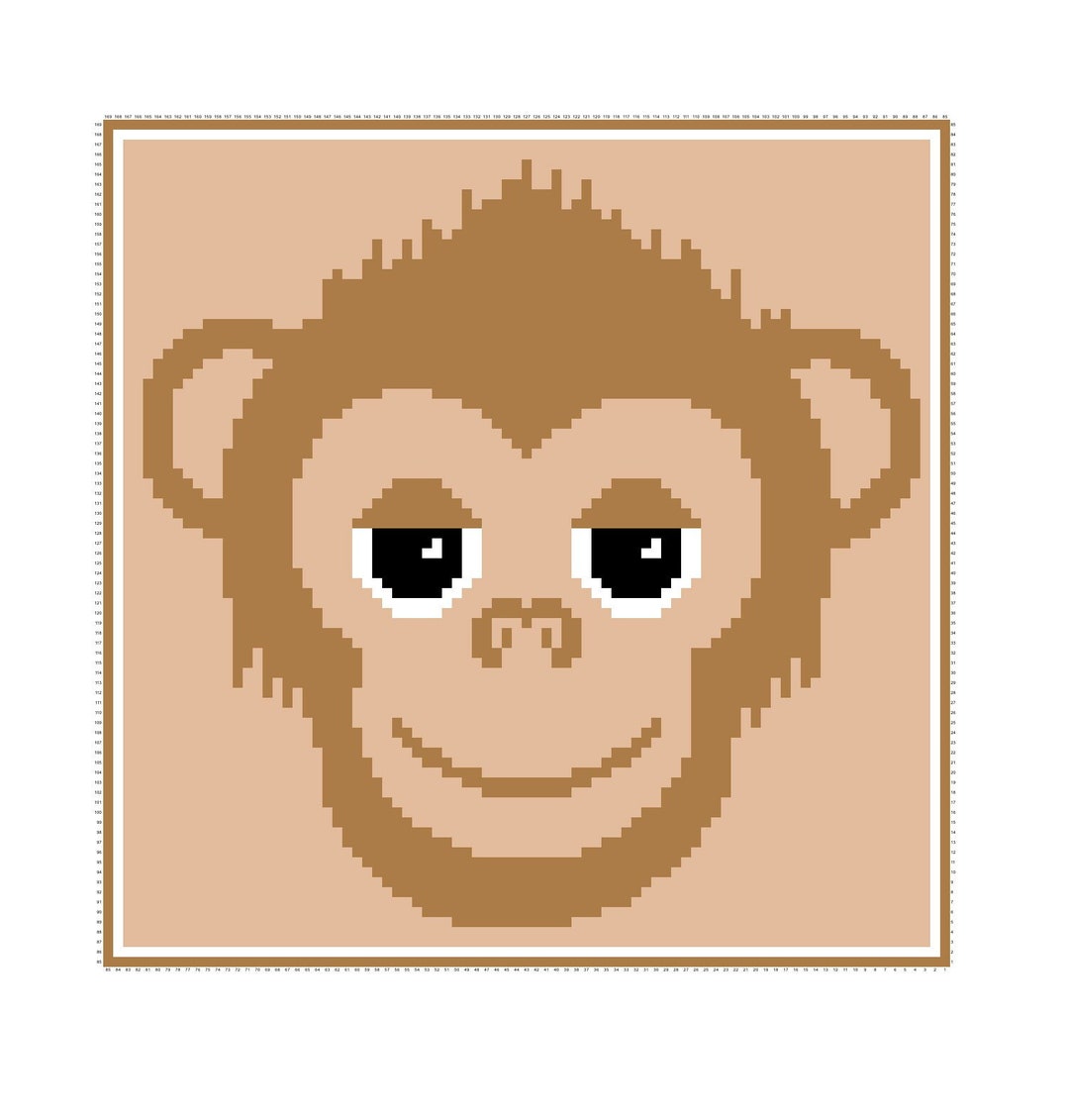 Monkey Head C2C Crochet Pattern | Afghan | Graphghan | Pixel Blanket ...