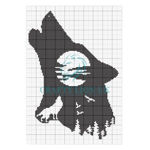 Wolf Moon C2C Crochet and Cross Stitch Pattern Afghan Graphghan Pixel ...