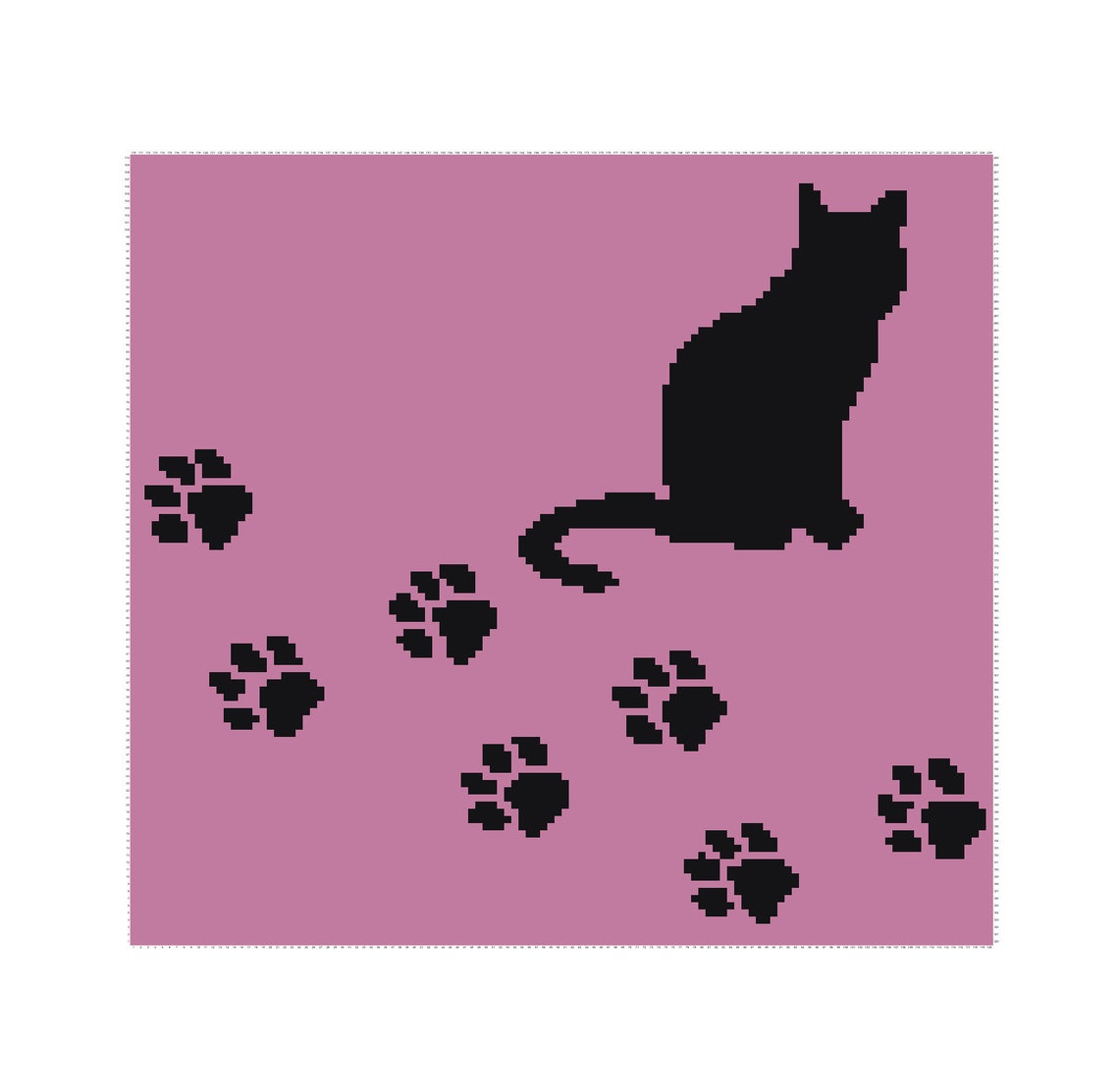 Cat and Paws C2C Crochet Pattern Afghan Graphghan Pixel - Etsy