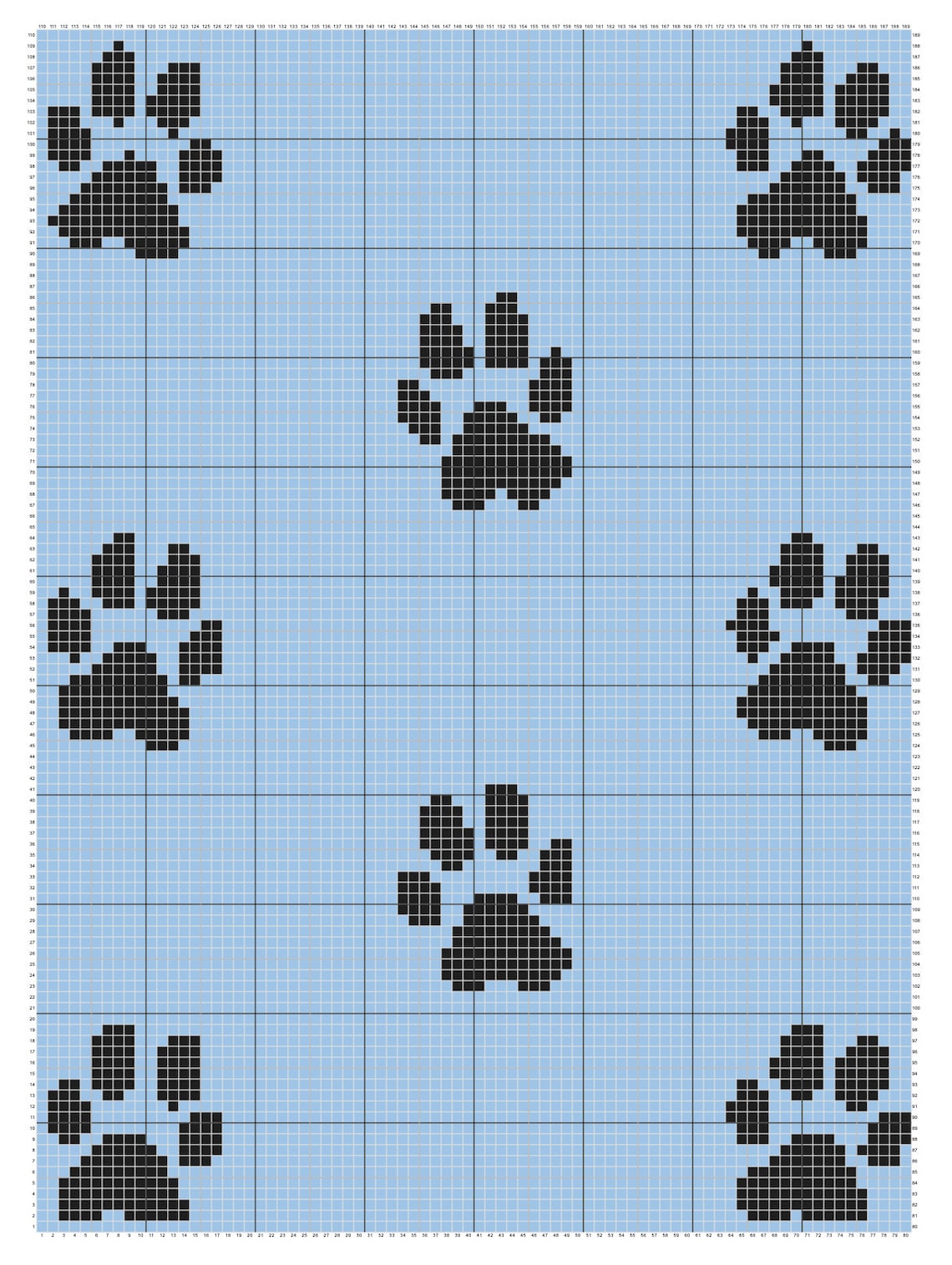 Paw Print C2C Crochet Blanket Pattern | Afghan | Graphghan | Pixel Blanket | 110x80 - Etsy