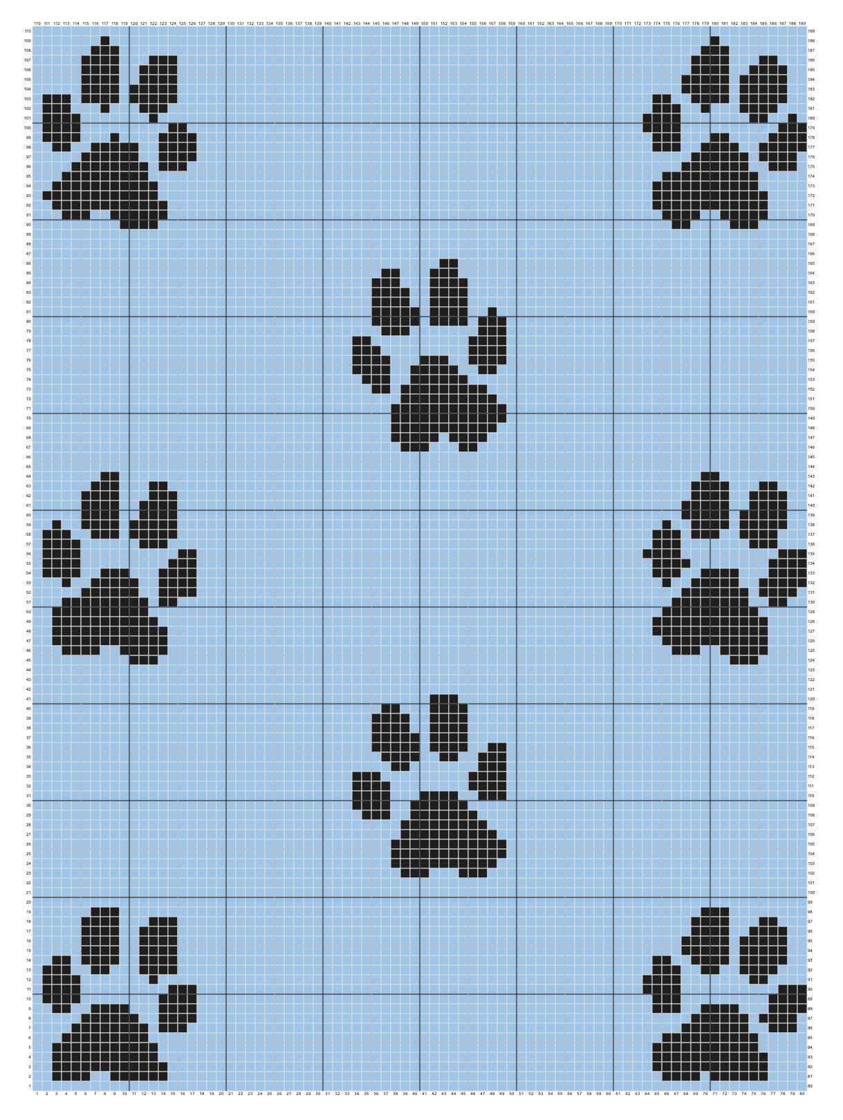 Paw Print C2C Crochet Blanket Pattern | Afghan | Graphghan | Pixel ...