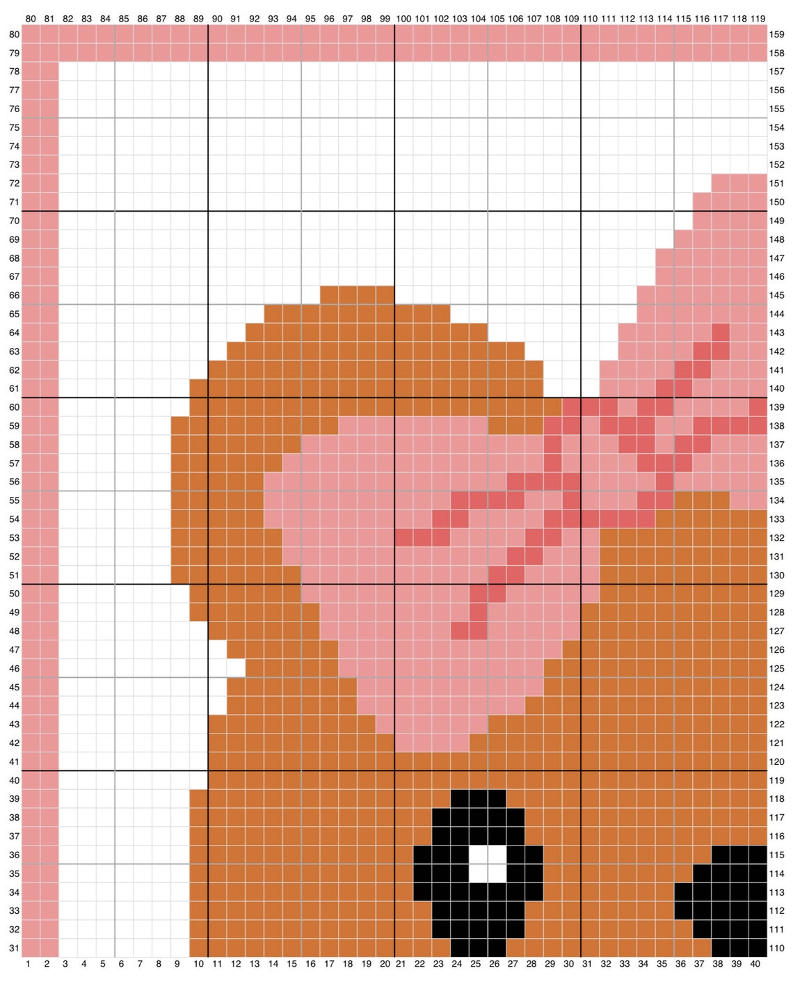 Pink Bow Bear C2C Crochet Pattern Afghan Graphghan Pixel Blanket 80x80 ...