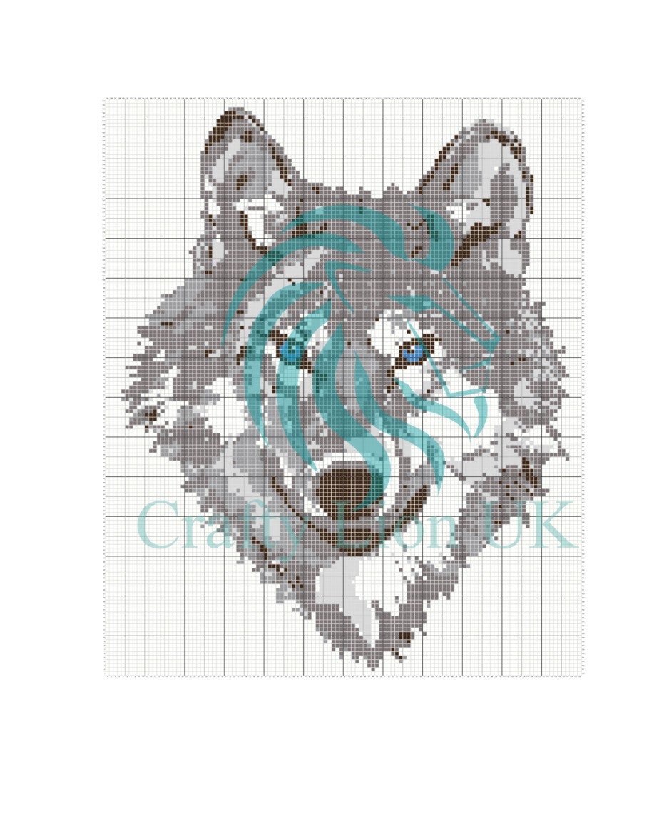 Wolf C2C Crochet and Cross Stitch Pattern | Afghan | Graphghan | Pixel ...
