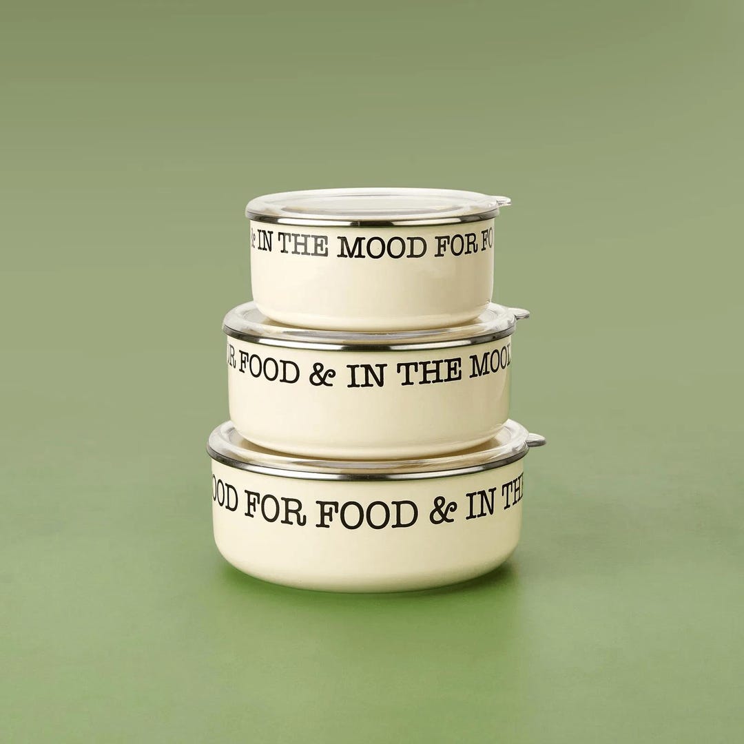 3-piece Enamel Storage Box With Vacuum Cappeds Cream Enamel Food ...