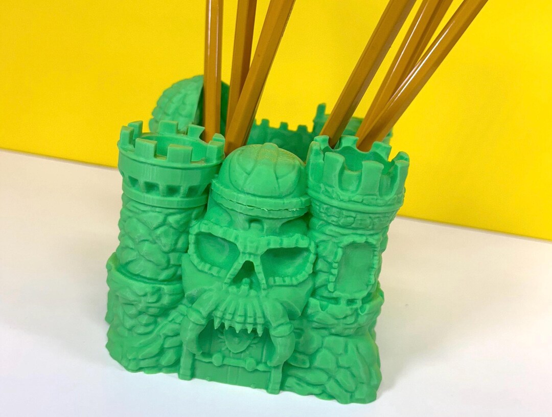 Castle Gray Skull Pencil Holder, 3D Printed Makeup Brush Organizer ...