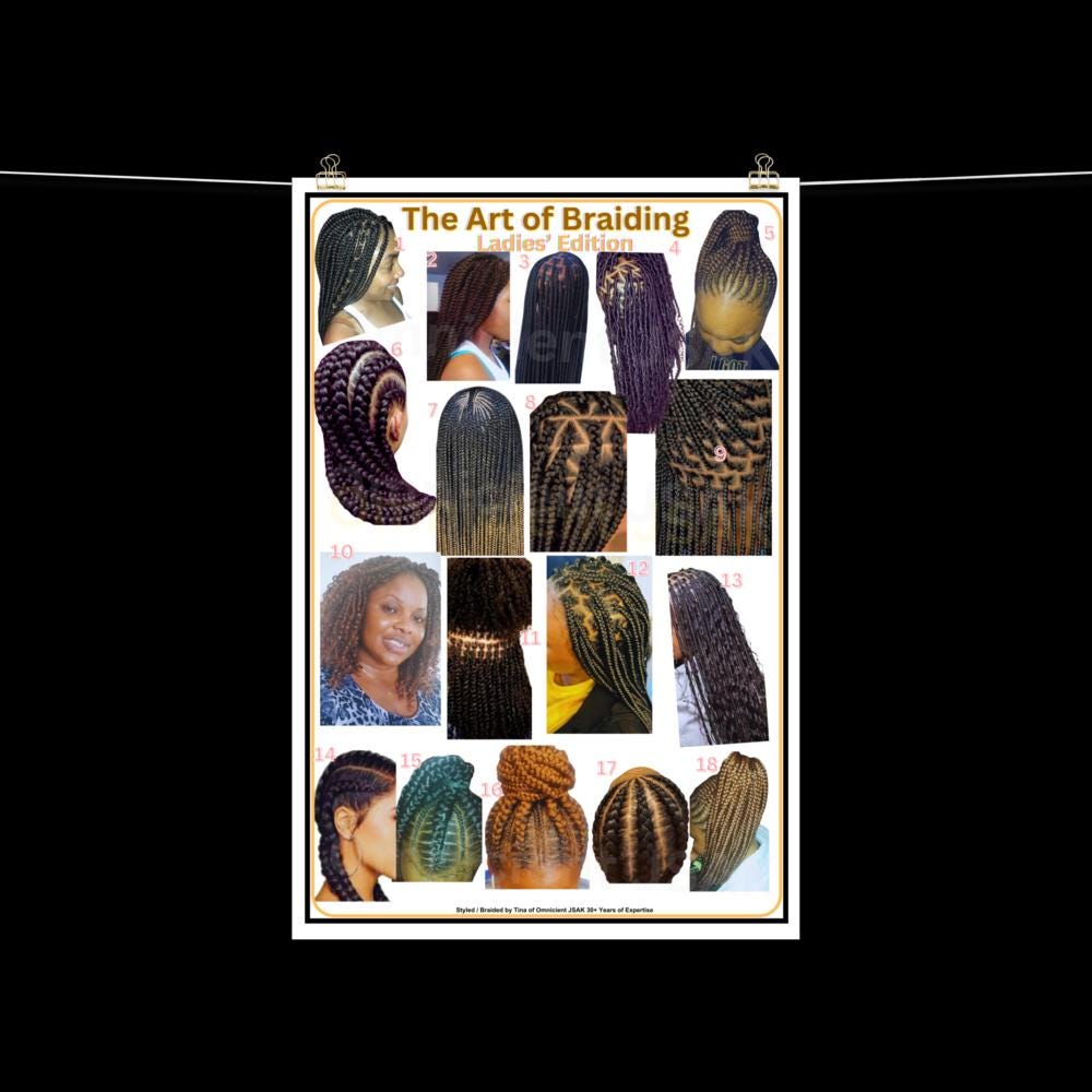 24x36 Braiding Poster - Salon Poster - Etsy