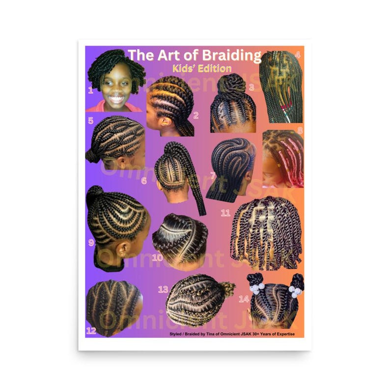 Kids Braiding Hairstyles Poster 18 X 24 - Etsy