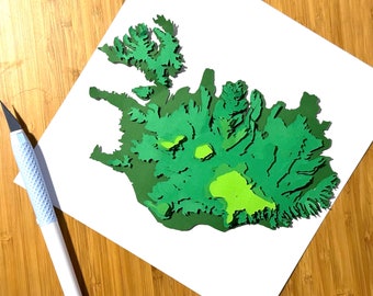 Northern Ireland 3D Topographic Map - Layered Premium Card Stock - 8x8 ...