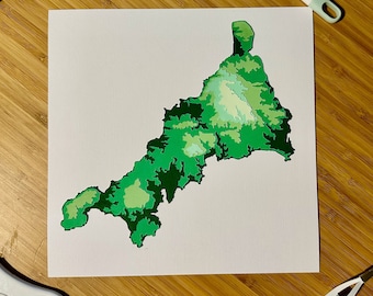 Northern Ireland 3D Topographic Map - Layered Premium Card Stock - 8x8 ...