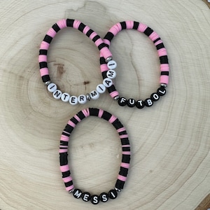 Inter Miami Messi Bracelet: Custom Name Heishi Clay Bead Bracelet - Etsy