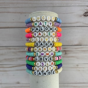 Friendship Personalized Name Beaded Bracelet Custom Clay Bead Bracelet ...