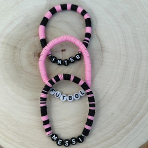 Inter Miami Messi Bracelet Custom Name Heishi Bead Bracelet Inter Miami ...