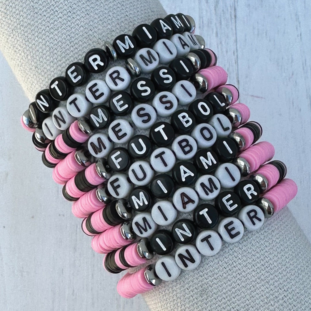 Inter Miami Messi Bracelet: Custom Name Heishi Clay Bead Bracelet - Etsy