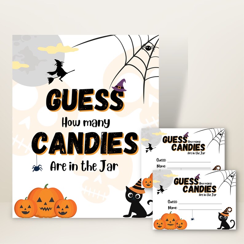 Game Guess How Many Candies Are in the Jar Halloween Baby Shower ...