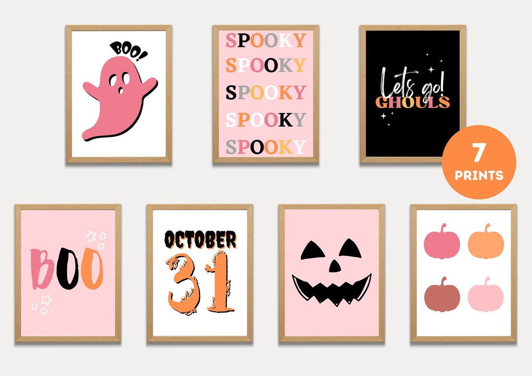 Pink Pastel Spooky Halloween Printable Art, Spooky Season, Spooky Decor ...