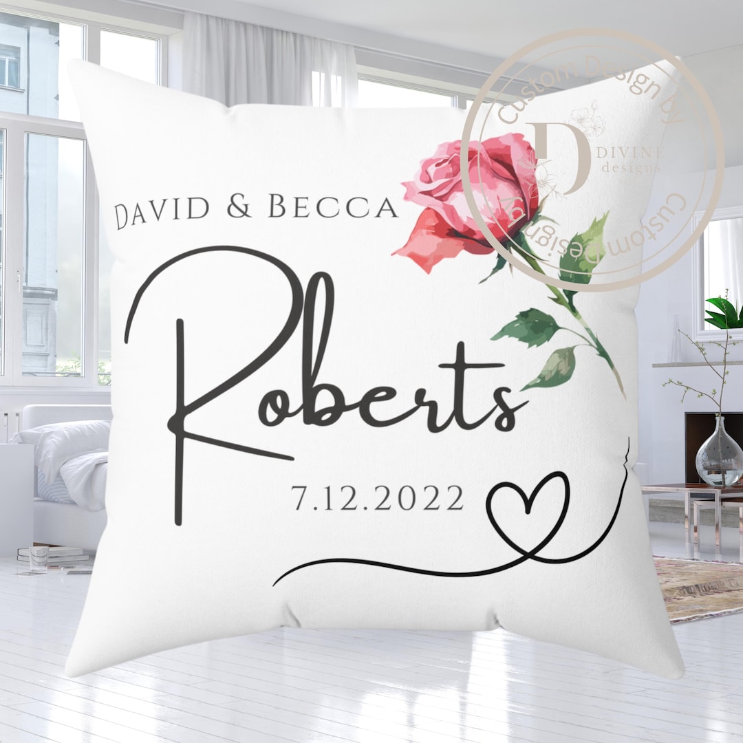 Custom Personalized Couples Wedding Anniversary Date Faux Suede Pillow ...