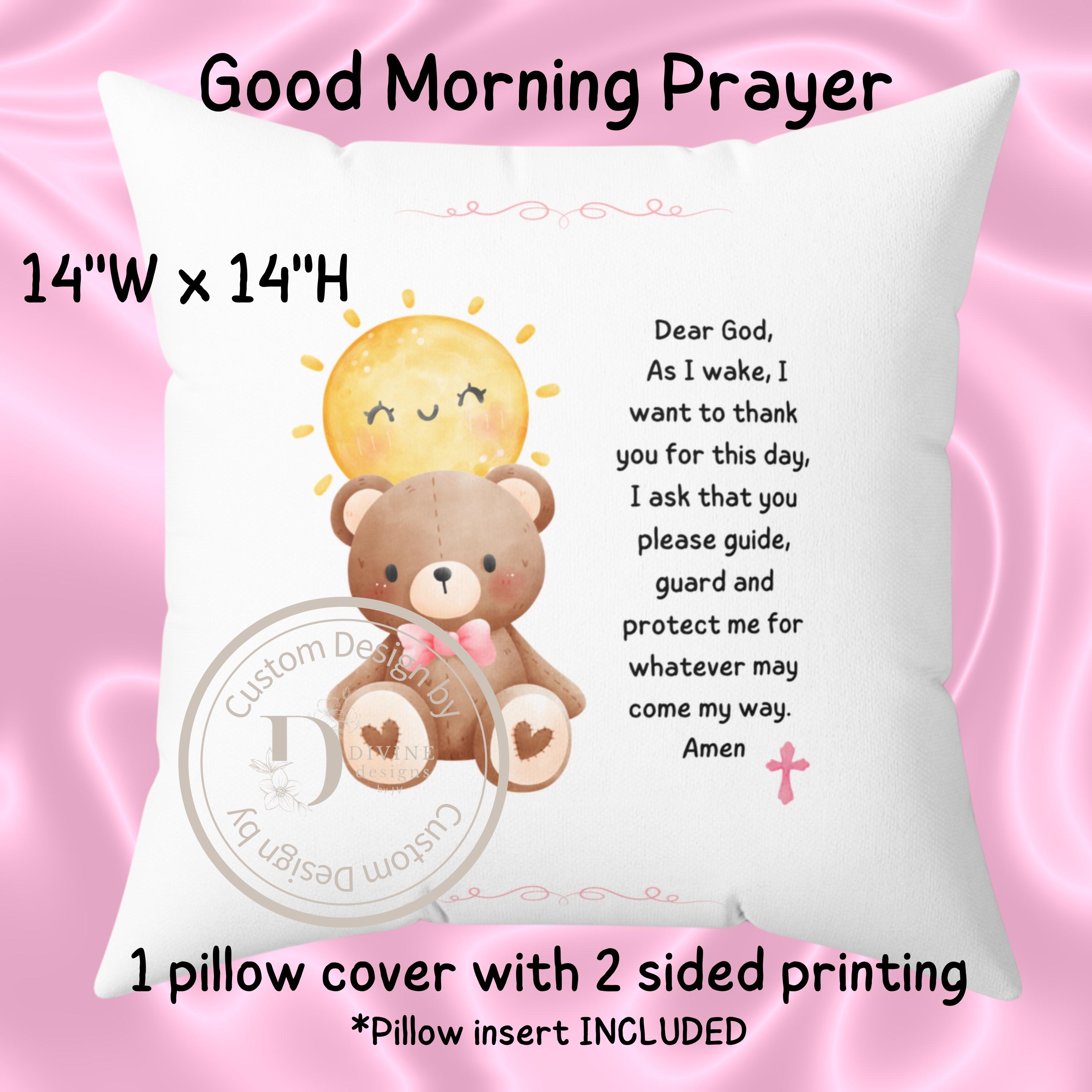 Personalized Teddy Bear Prayer Pillow: Child's Goodnight & Morning Prayers - Etsy