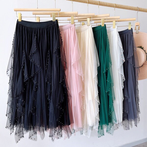 Ruffle Maxi Skirt - Etsy
