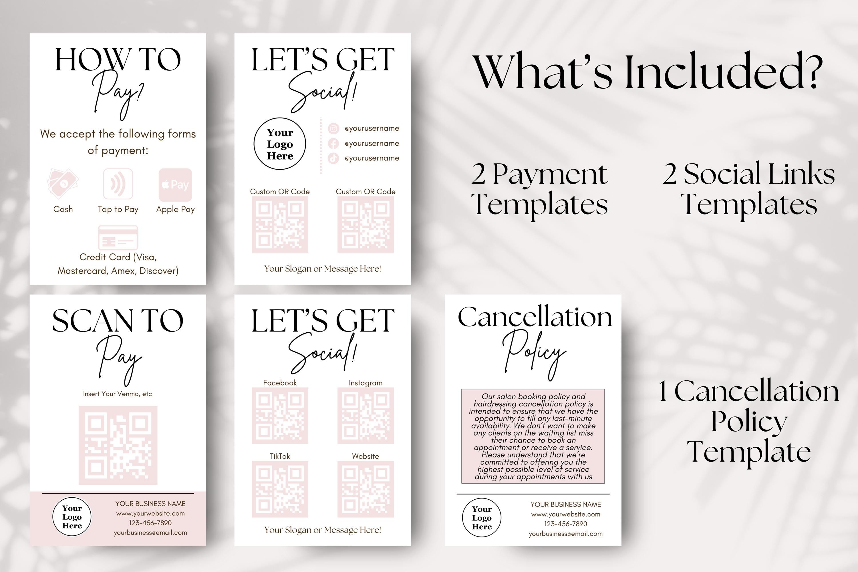 Digital Price List Templates, Front Desk Salon Templates, Business ...