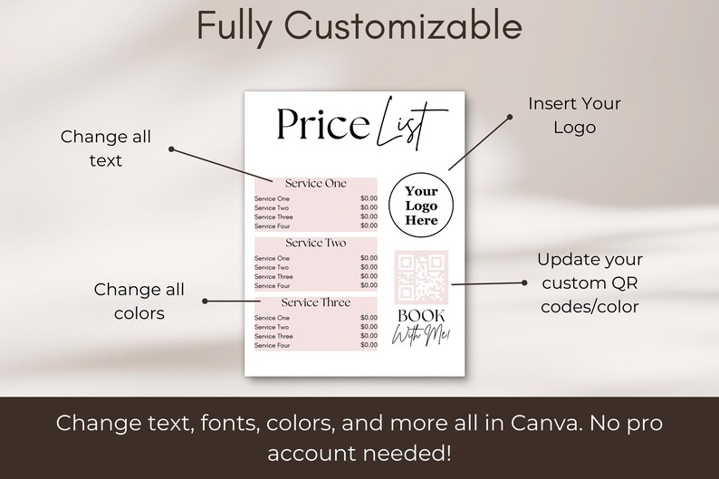 Digital Price List Templates, Front Desk Salon Templates, Business ...