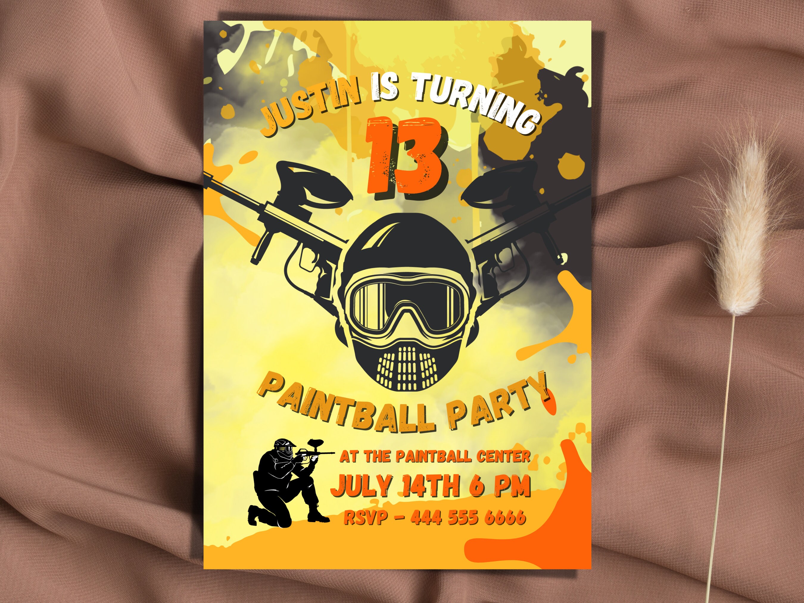 Editable Paintball Invitation, Printable Paintball Party Invite ...