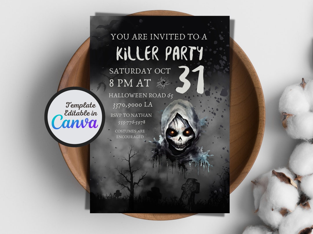 Editable Halloween Invitation, Halloween Horror Party Invitation, Adult ...