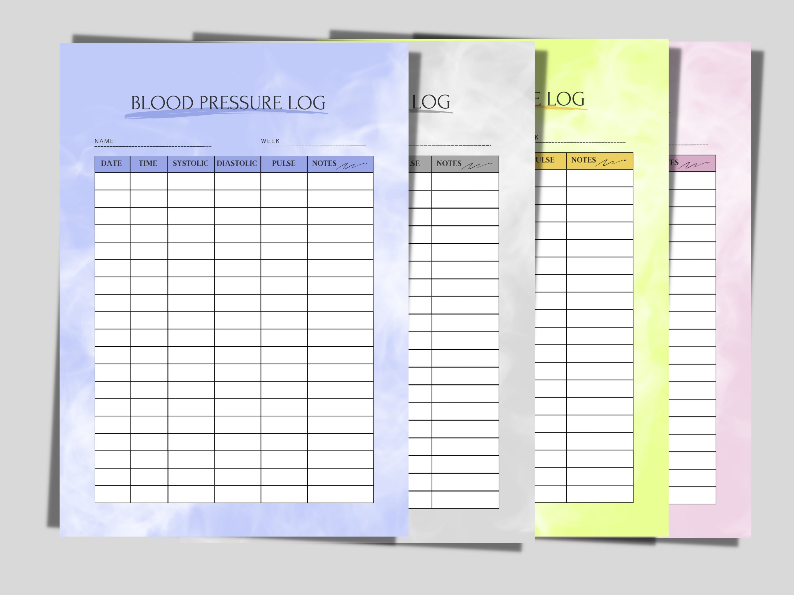 Printable Blood Pressure Log, Blood Pressure Chart, Ready to Print ...