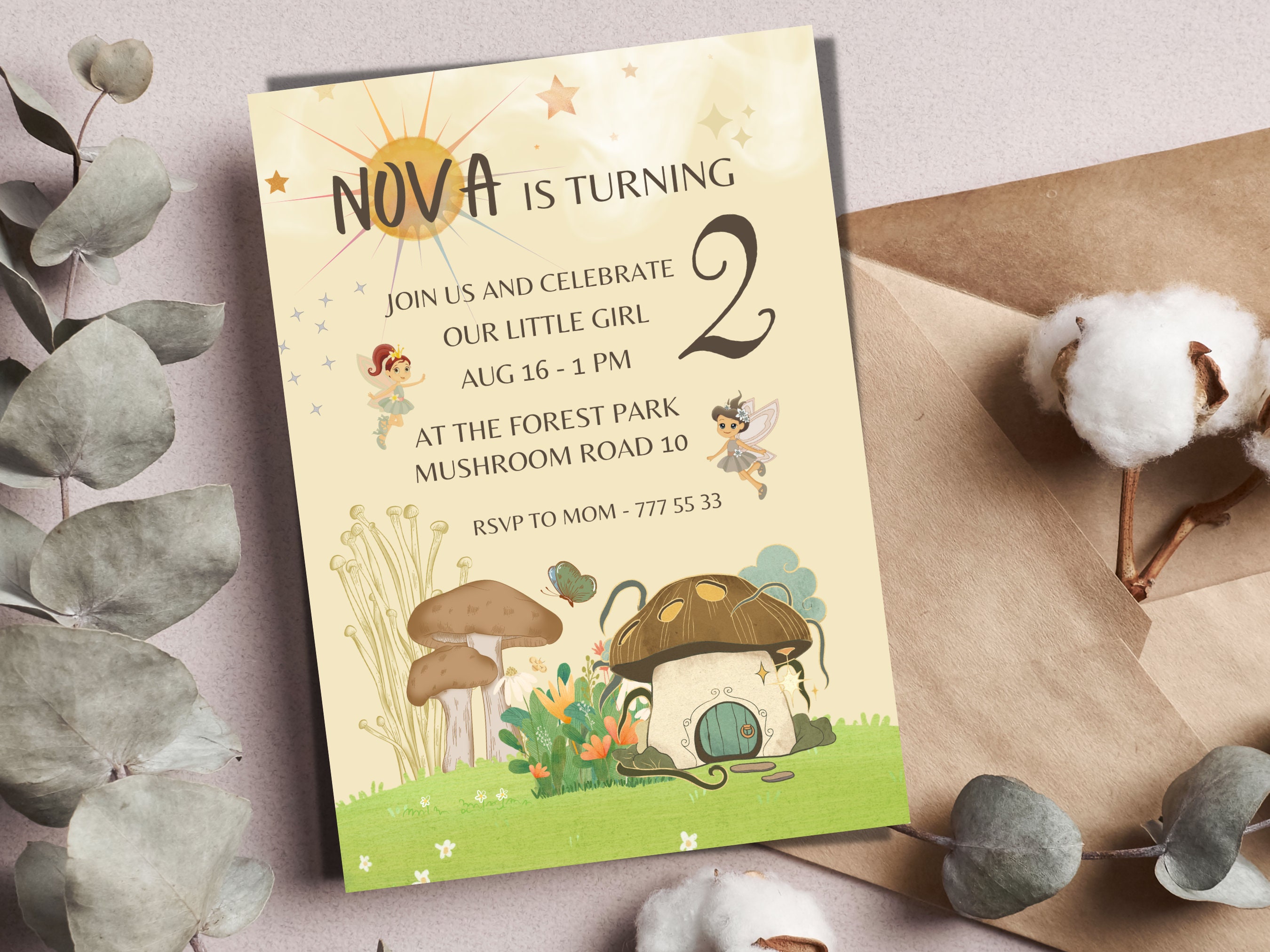Editable Enchanted Forest Invitation, Cottagecore Mushroom Invitation ...
