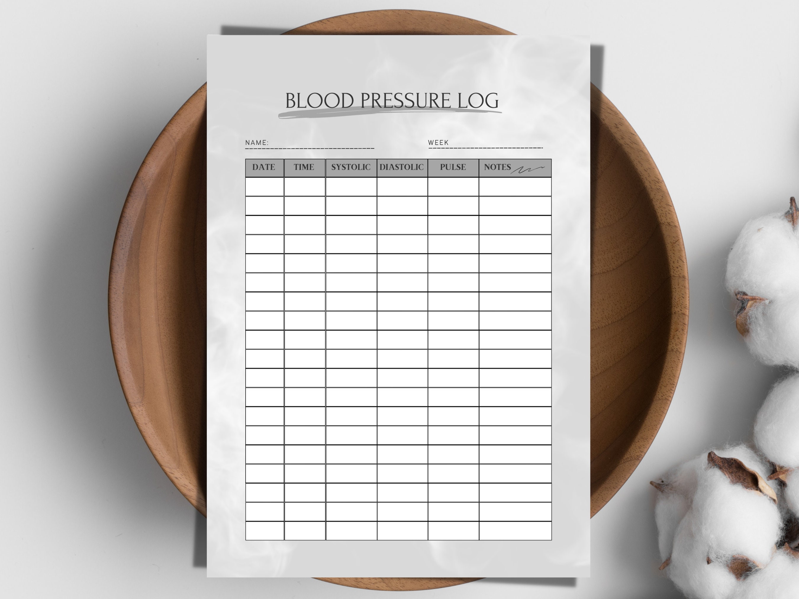 Printable Blood Pressure Log, Blood Pressure Chart, Ready to Print ...