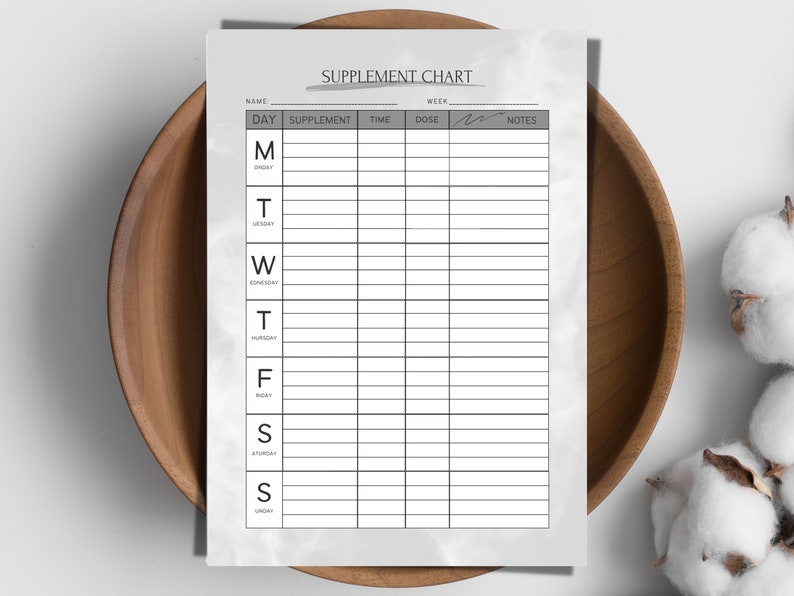 Printable Supplement Tracker, Ready to Print Vitamin Tracker, PDF ...