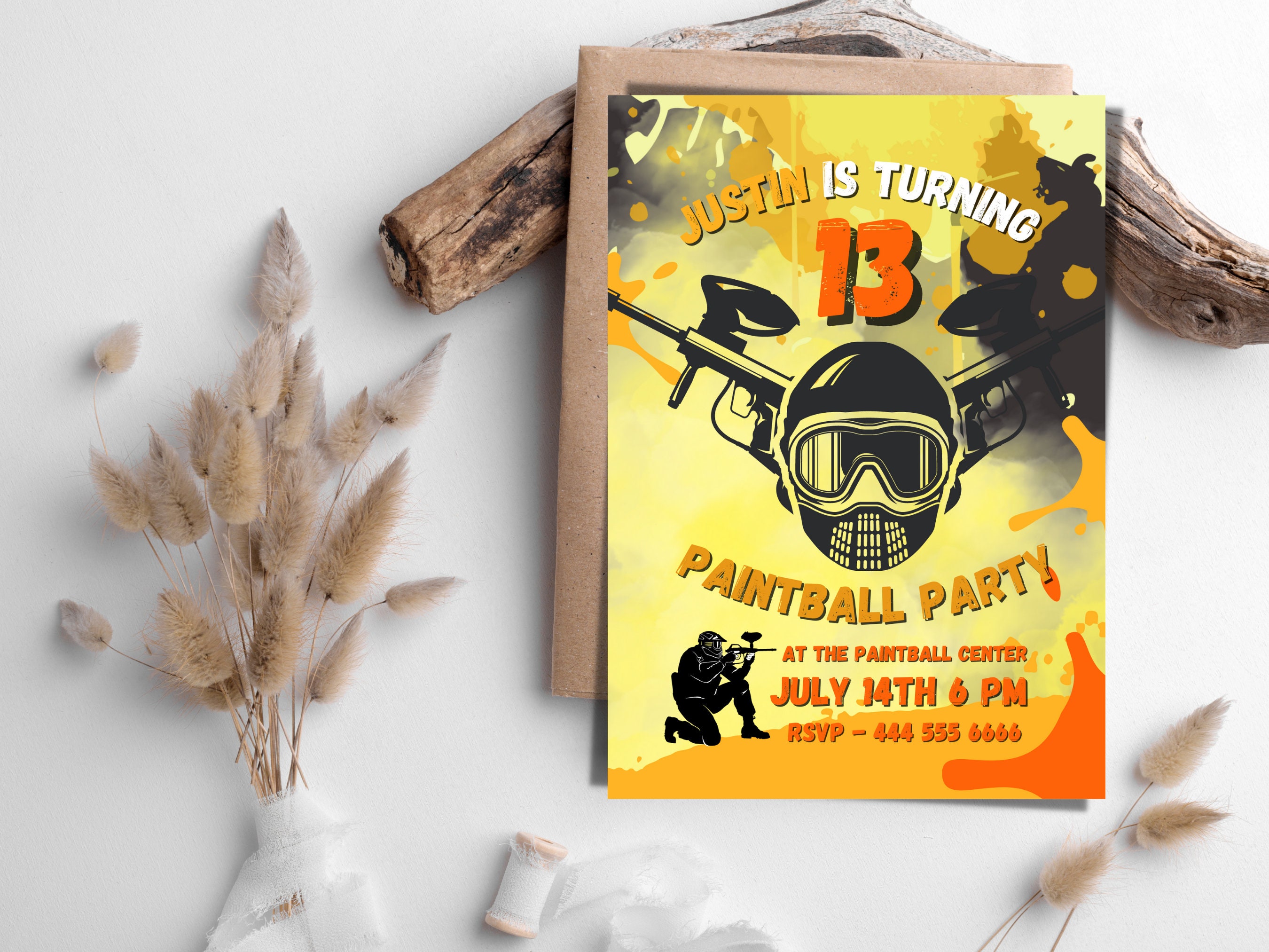 Editable Paintball Invitation, Printable Paintball Party Invite ...