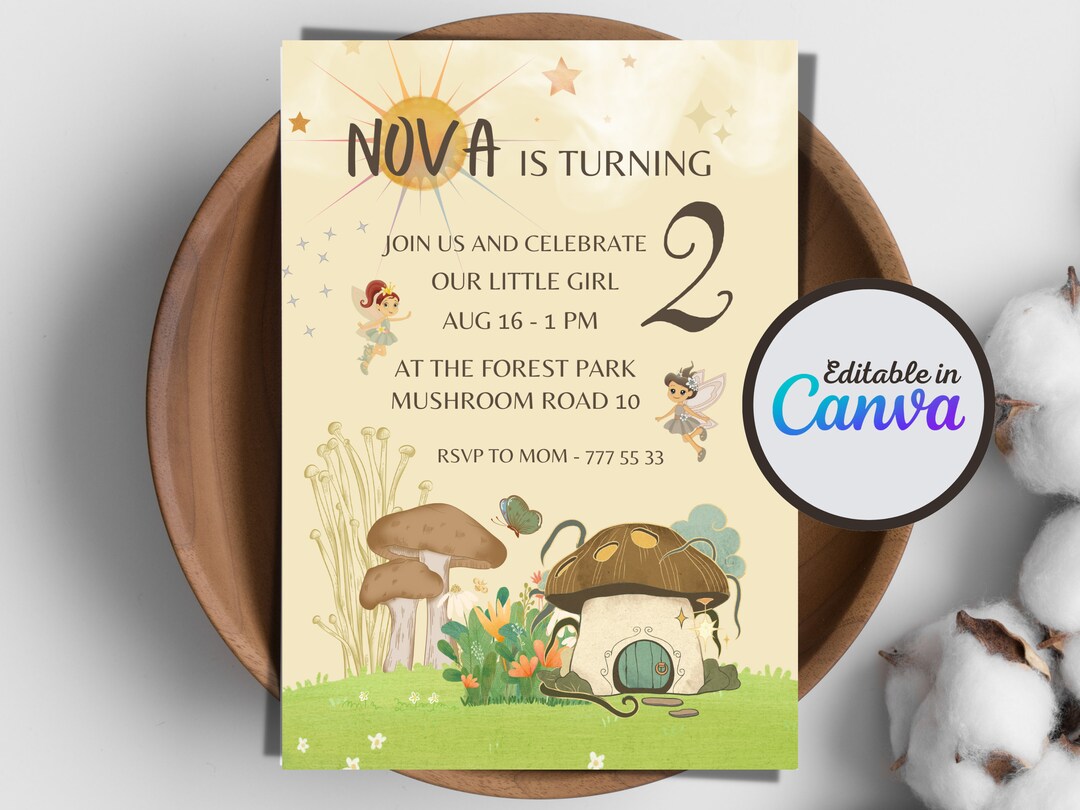 Editable Enchanted Forest Invitation, Cottagecore Mushroom Invitation ...