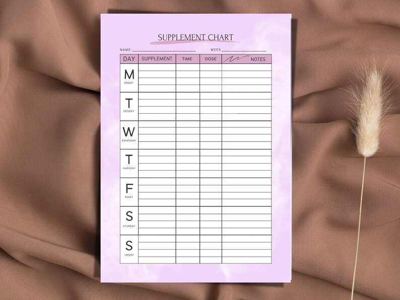 Printable Supplement Tracker, Ready to Print Vitamin Tracker, PDF ...