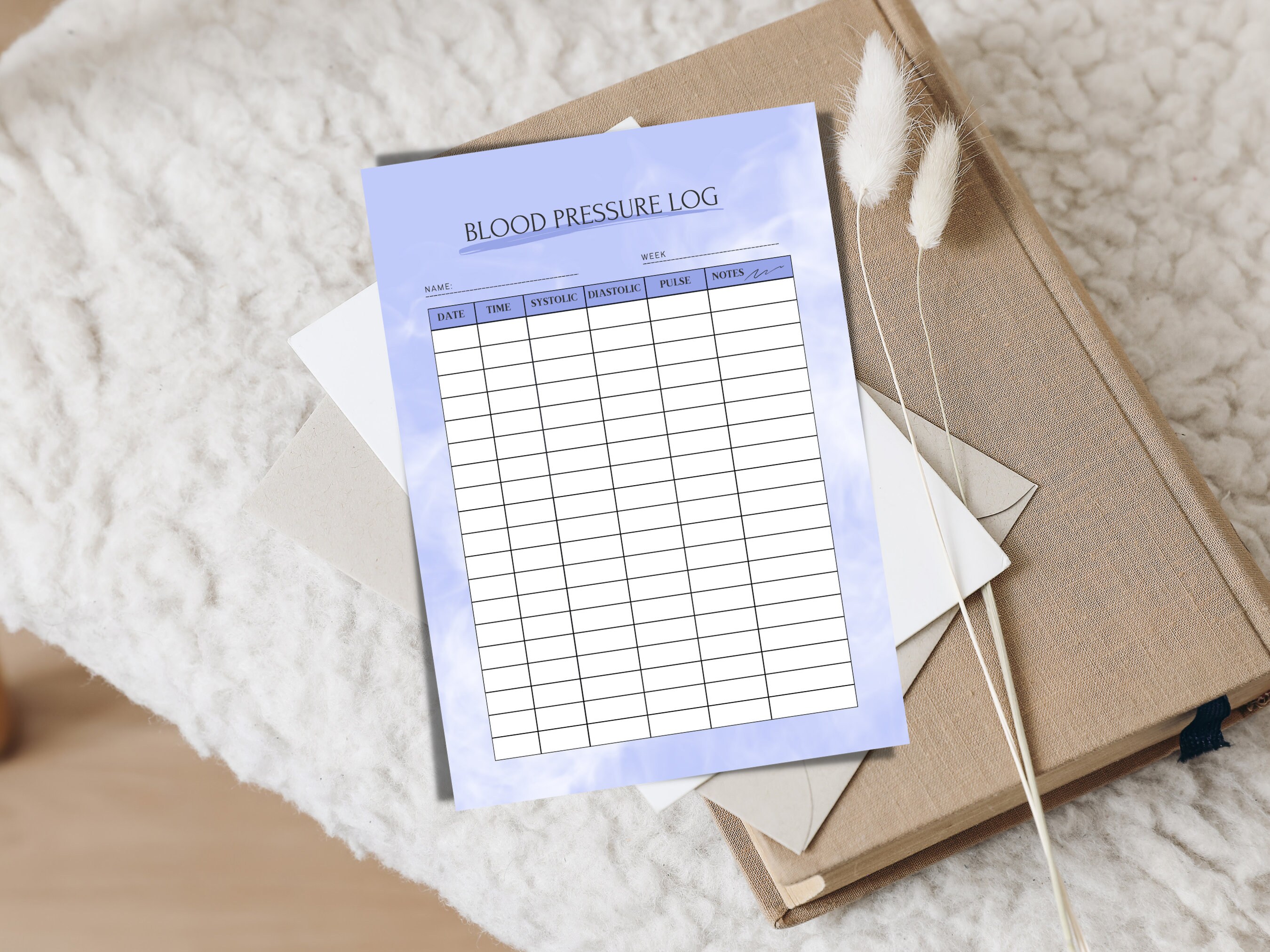 Printable Blood Pressure Log, Blood Pressure Chart, Ready to Print ...